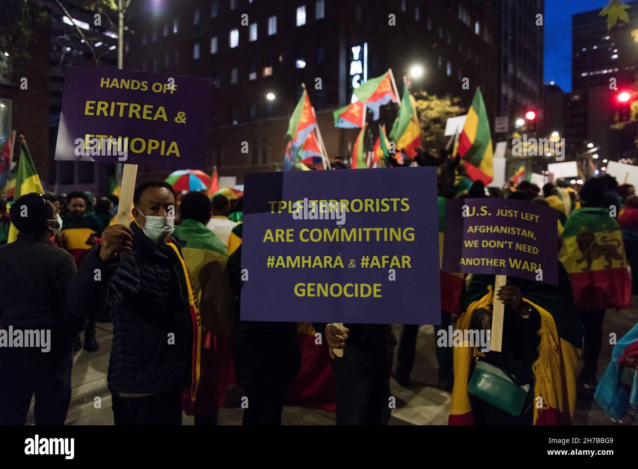 Seattle, USA. 21st Nov, 2021. Around a thousand protestors flooding 3rd ...