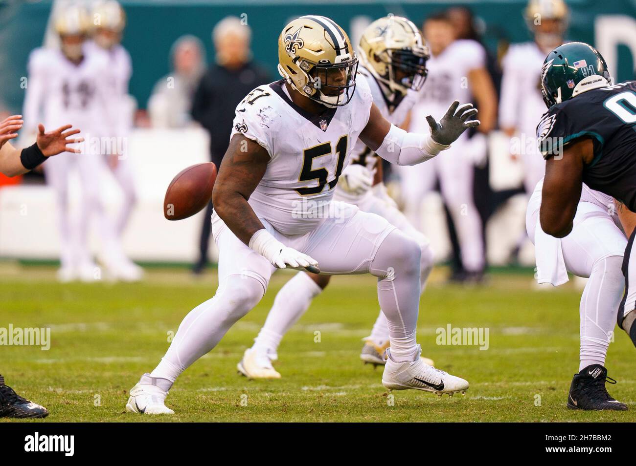 November 21, 2021: New Orleans Saints guard Cesar Ruiz (51) in action ...