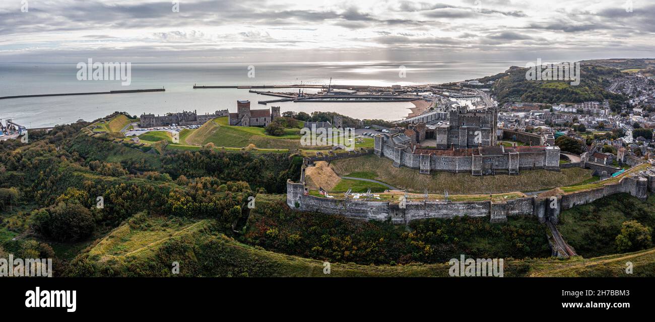 Aerial view of the Dover Castle. The most iconic of all English ...