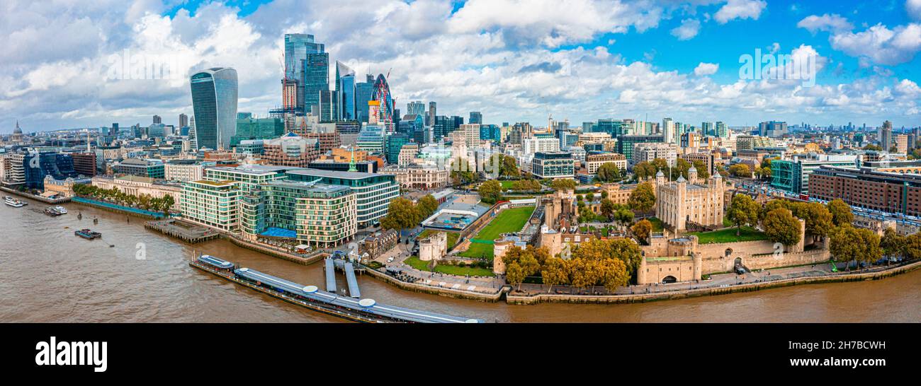 Aerial panoramic scene of the London city financial district Stock ...