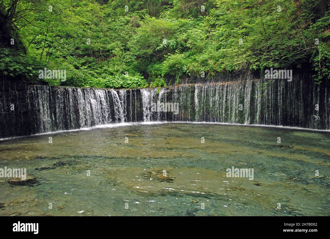Unique Circular Shaped Shiraito Waterfall in the Forest near Karuizawa ...