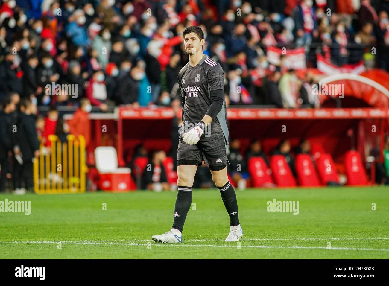 Granada, Spain. 21st Nov, 2021. Goalkeeper Thibaut Courtois of Real ...