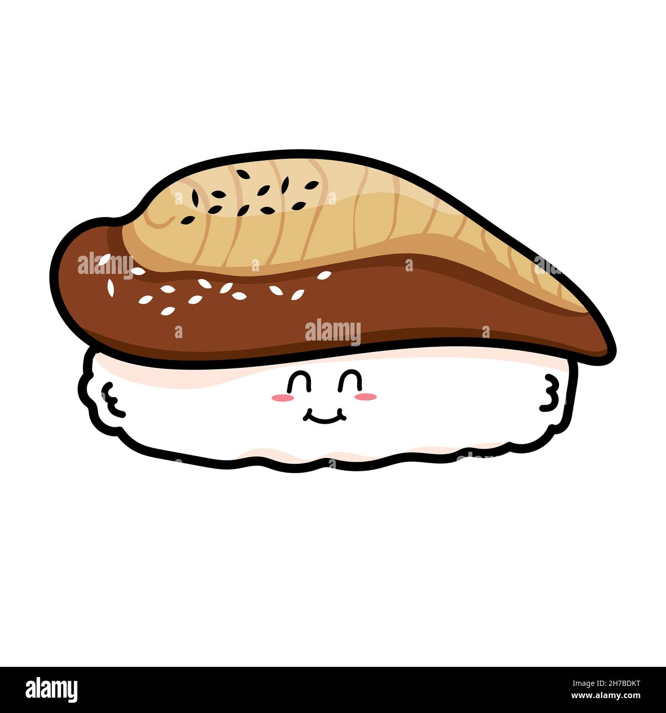 Cute cartoon of Japanese Sushi - Unagi Nigiri Sushi or Eel Sushi on ...