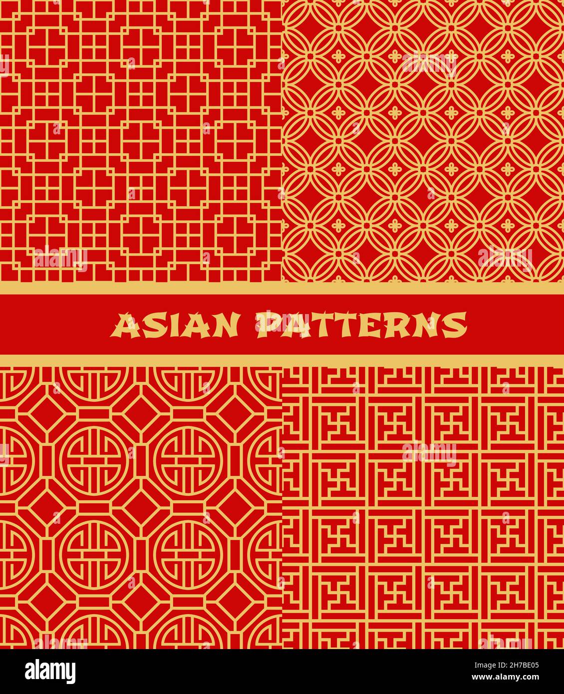 Traditional Asian seamless patterns. Korean, Chinese and Japanese ...