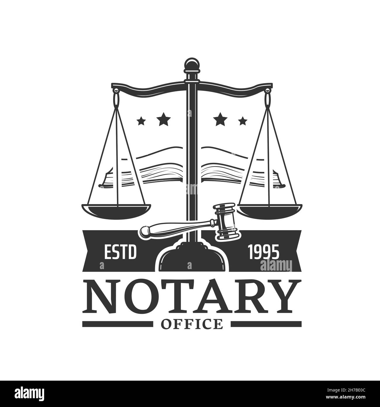Notary service and attorney office icon. Lawyer agency, notary firm ...