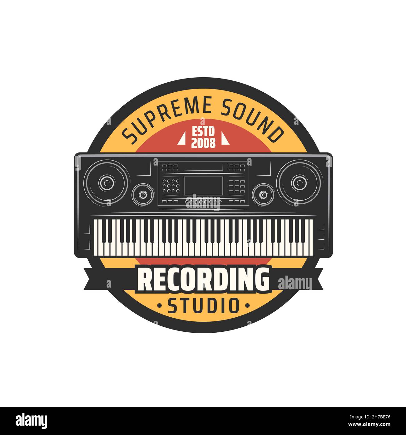 Sound recording studio icon with vector synthesizer. Electronic music ...