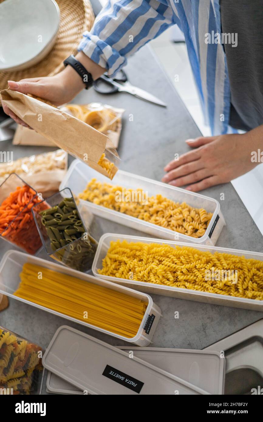 Top view female housewife placing sorting different kinds of vegan ...