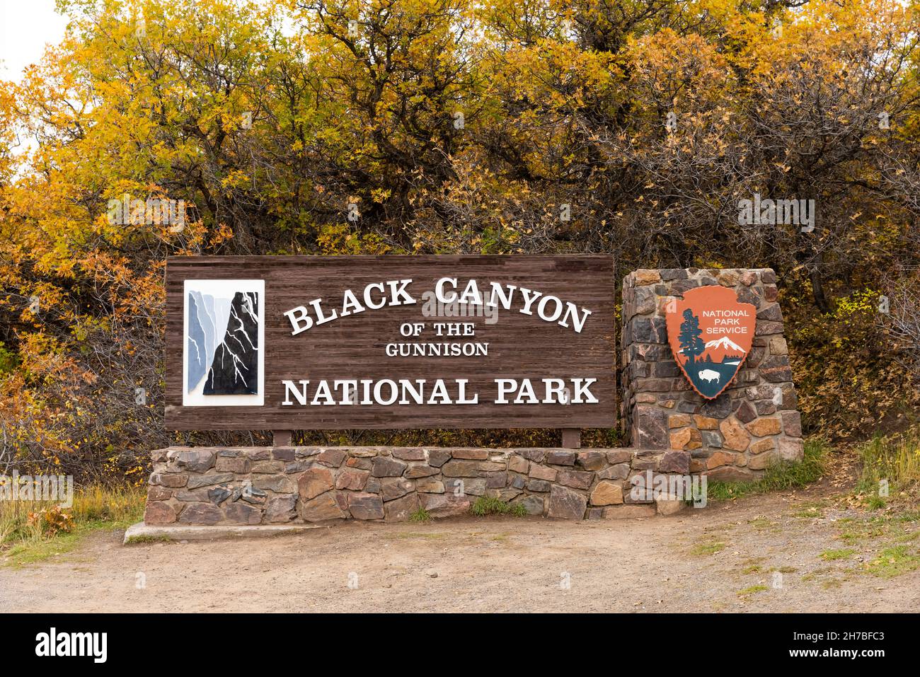 Entrance sign, Black Canyon of the Gunnison National Park, Colorado ...