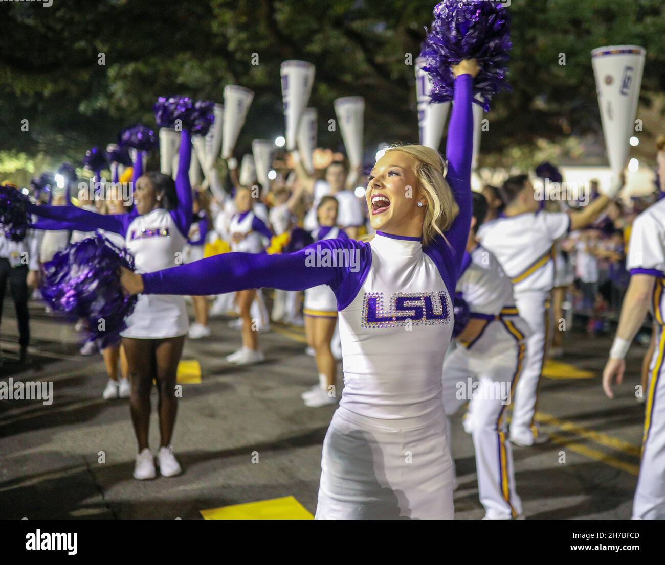 November 20, 2021: A LSU Tiger Girl performs outside the stadium prior ...
