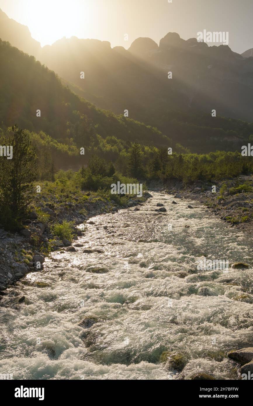 Rapid river in natural landscape background Stock Photo - Alamy
