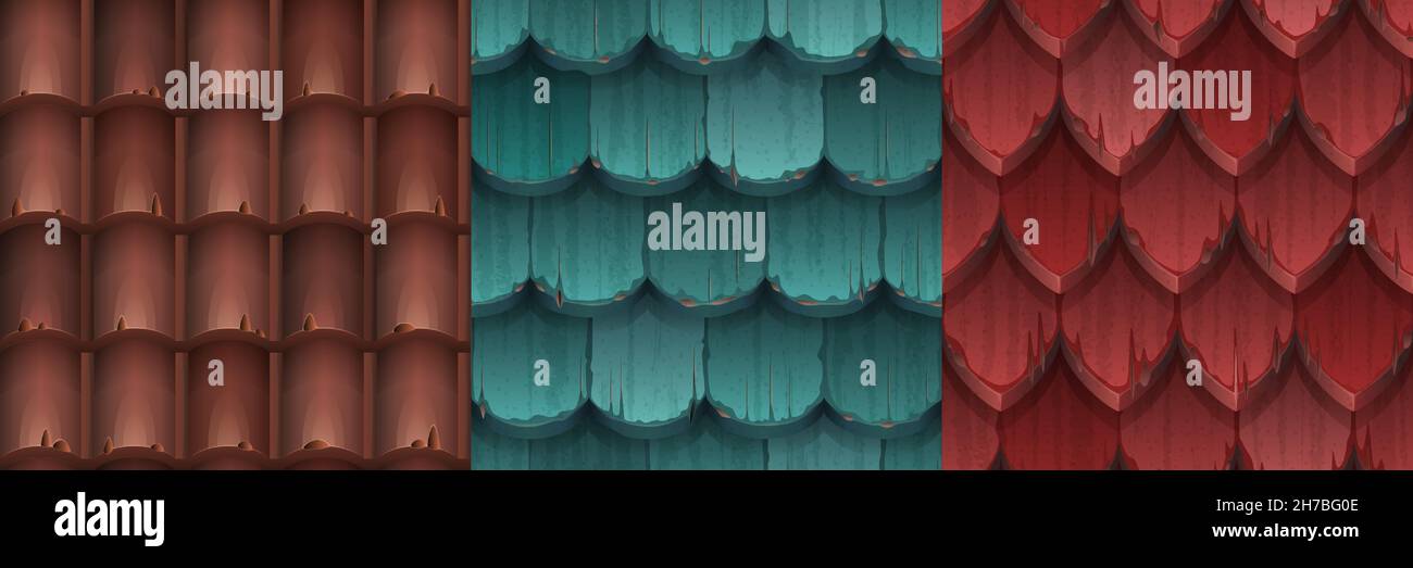 Roof game texture wooden or terracotta tiles cartoon 3d seamless ...