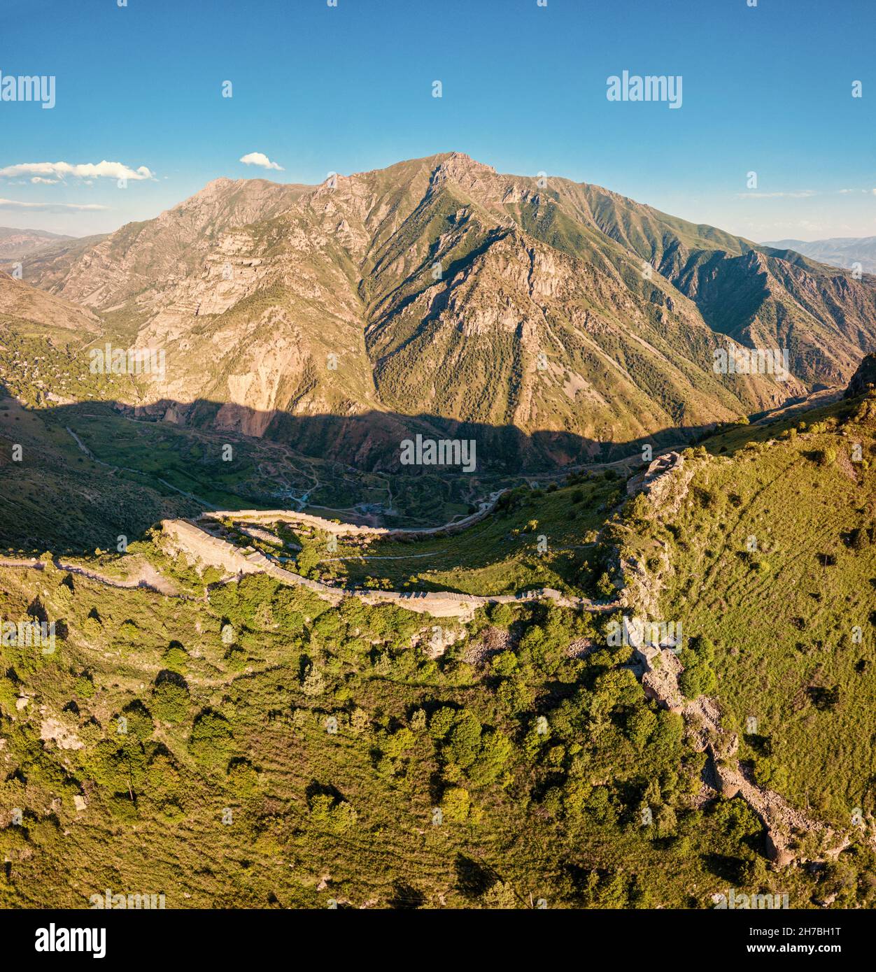 Panoramic aerial view of the famous Smbataberd fortress in the Armenian ...