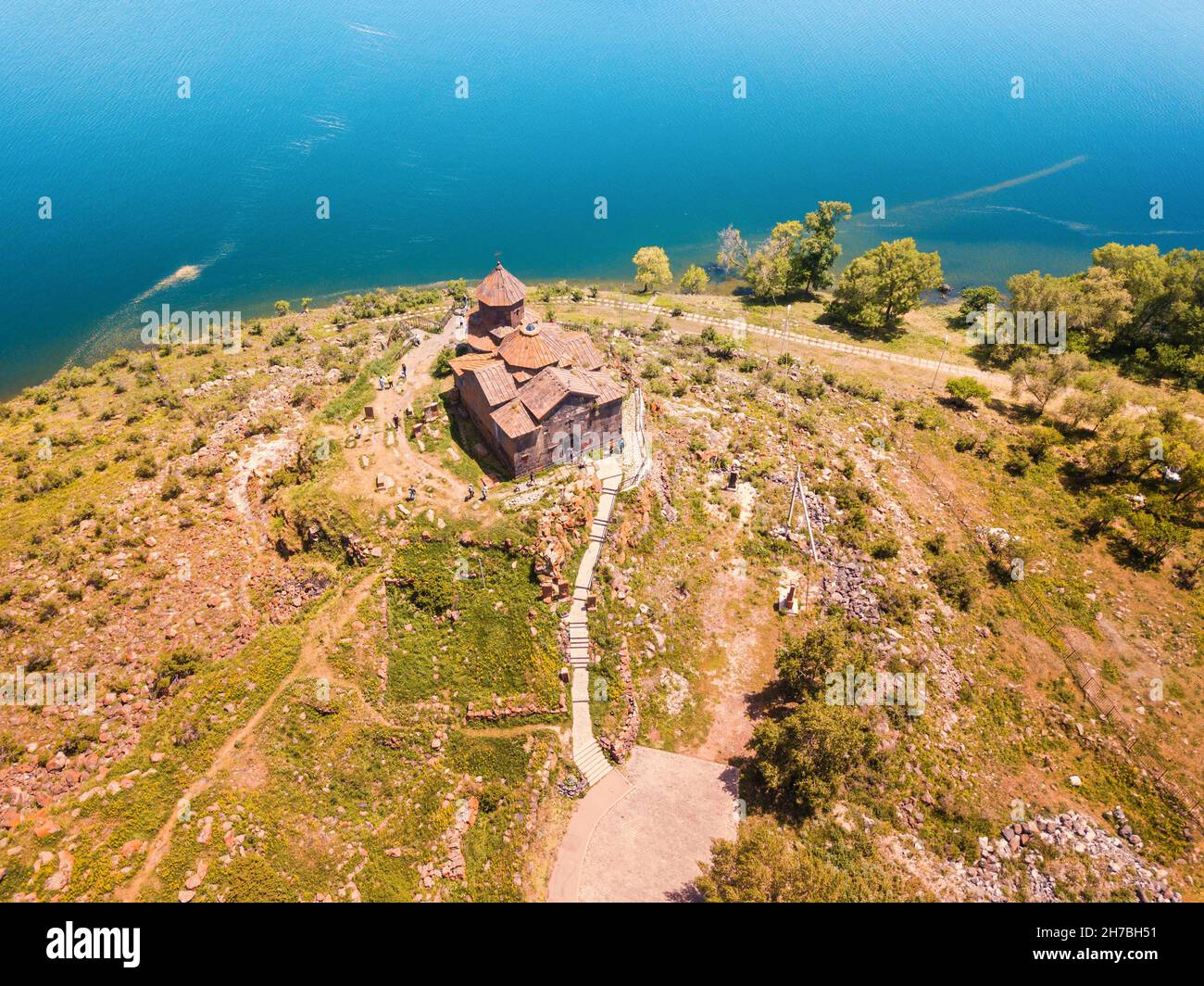 Aerial drone view of the famous ancient monastery of Hayravank in ...