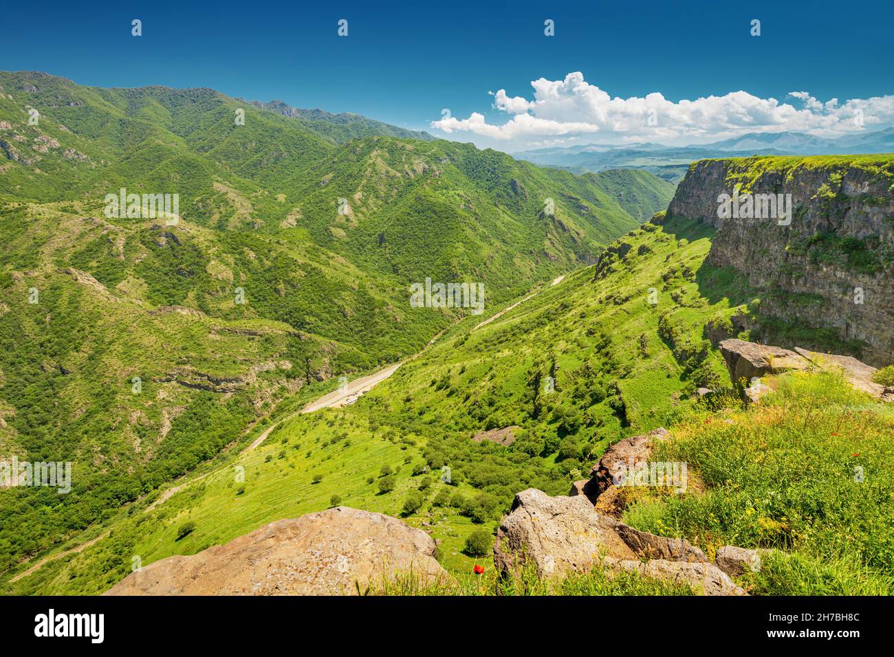 Picturesque panoramic viewpoint on the Debed Canyon and a deep gorge in ...
