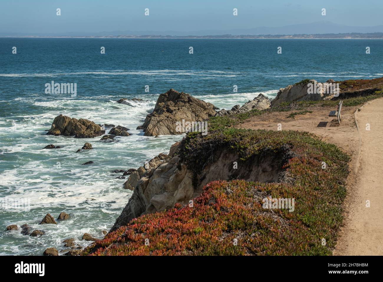 California Monterey Bay Shoreline with Scenic View Bench. United States ...