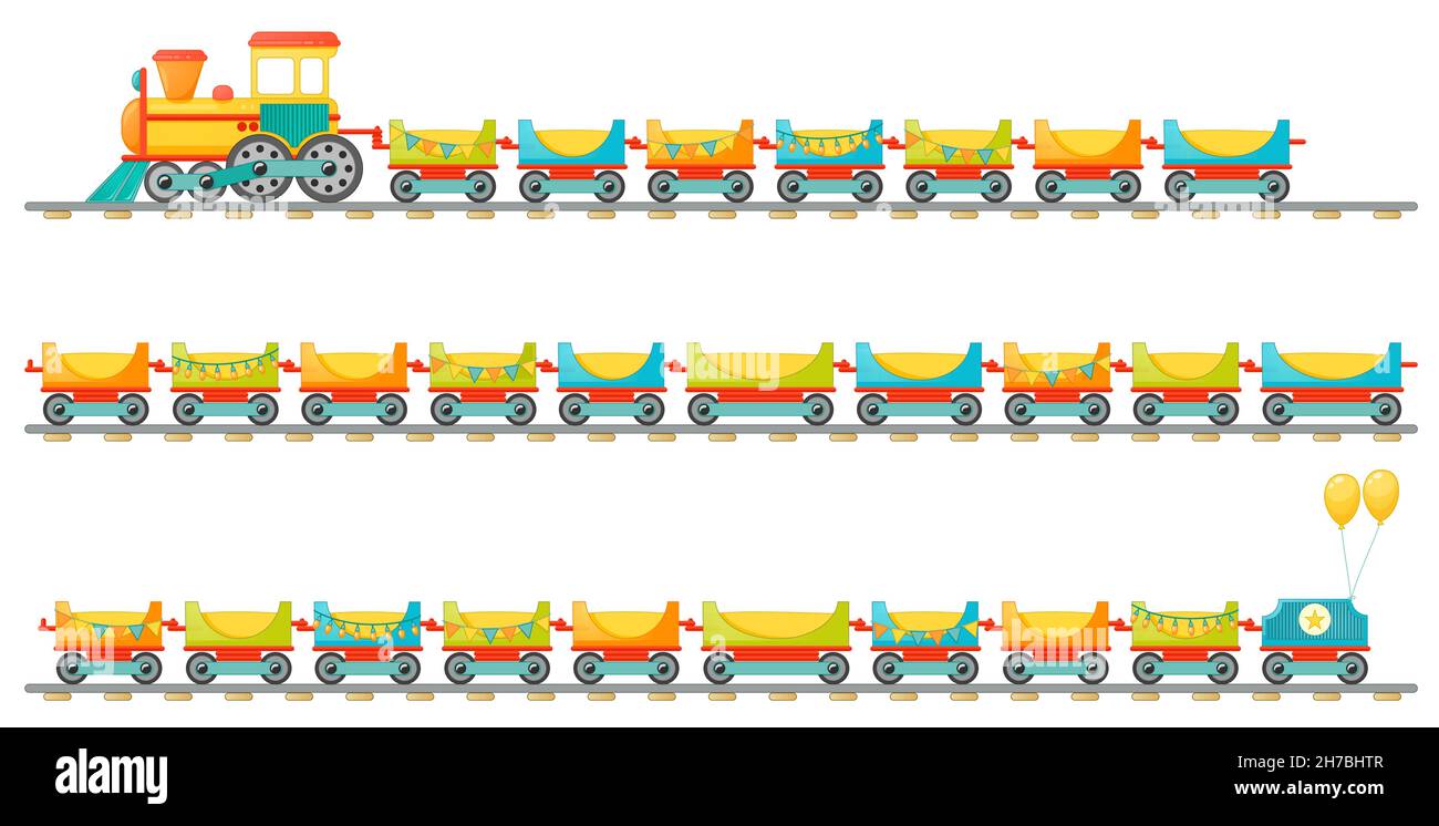 Kids toy train with different wagon in cartoon style. Vector ...