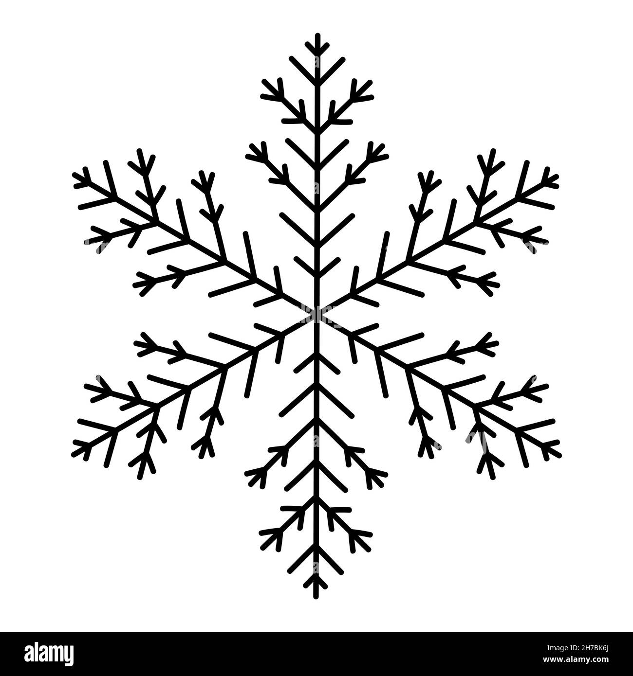 Snowflake doodle isolated on a white background. Vector hand-drawn ...