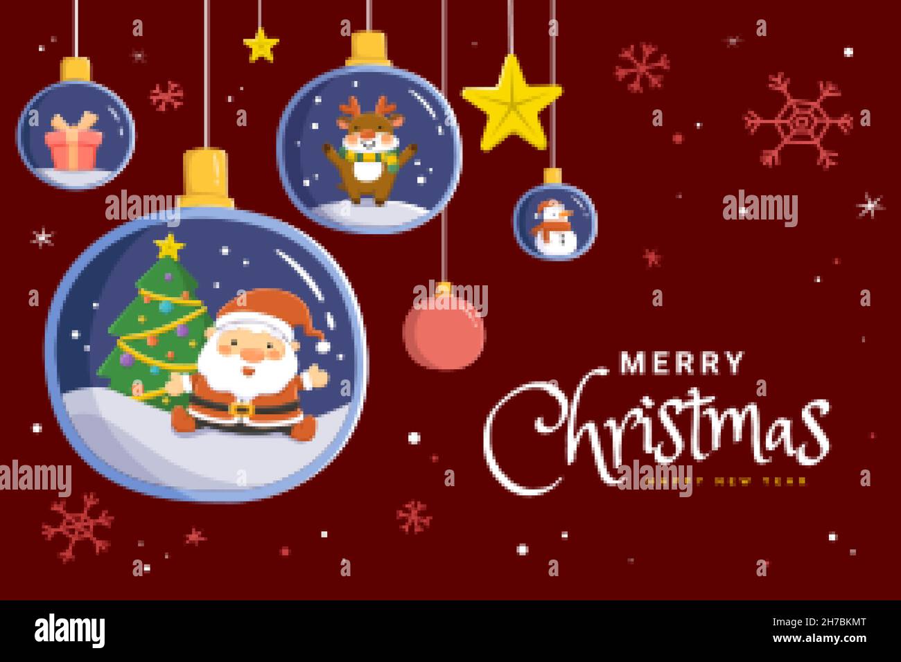 Beautiful Christmas holidays poster. Santa Claus with Christmas tree on ...