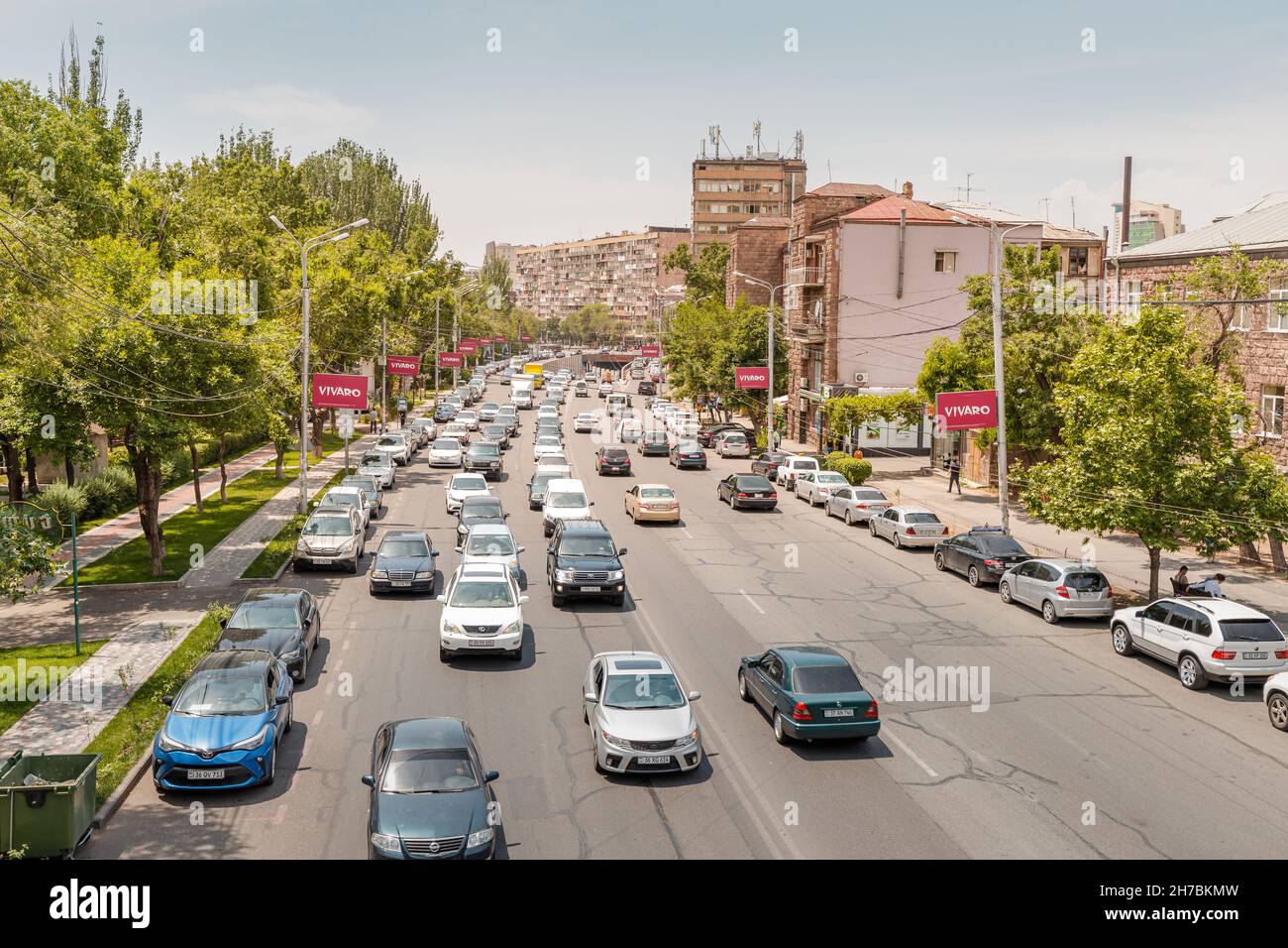25 May 2021, Yerevan, Armenia: Traffic jam at Komitas busy street and ...