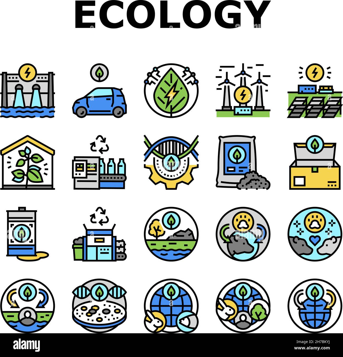Ecology Protective Technology Icons Set Vector Stock Vector Image & Art ...