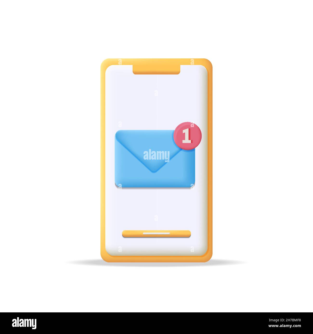 3d email notification smartphone icon. 3d mobile app interface icon ...