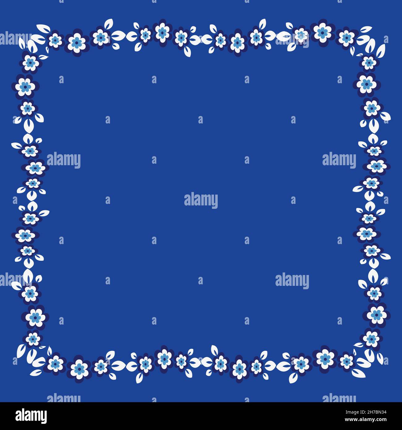 Frame of flowers on a square background stylized flowers and leaves ...