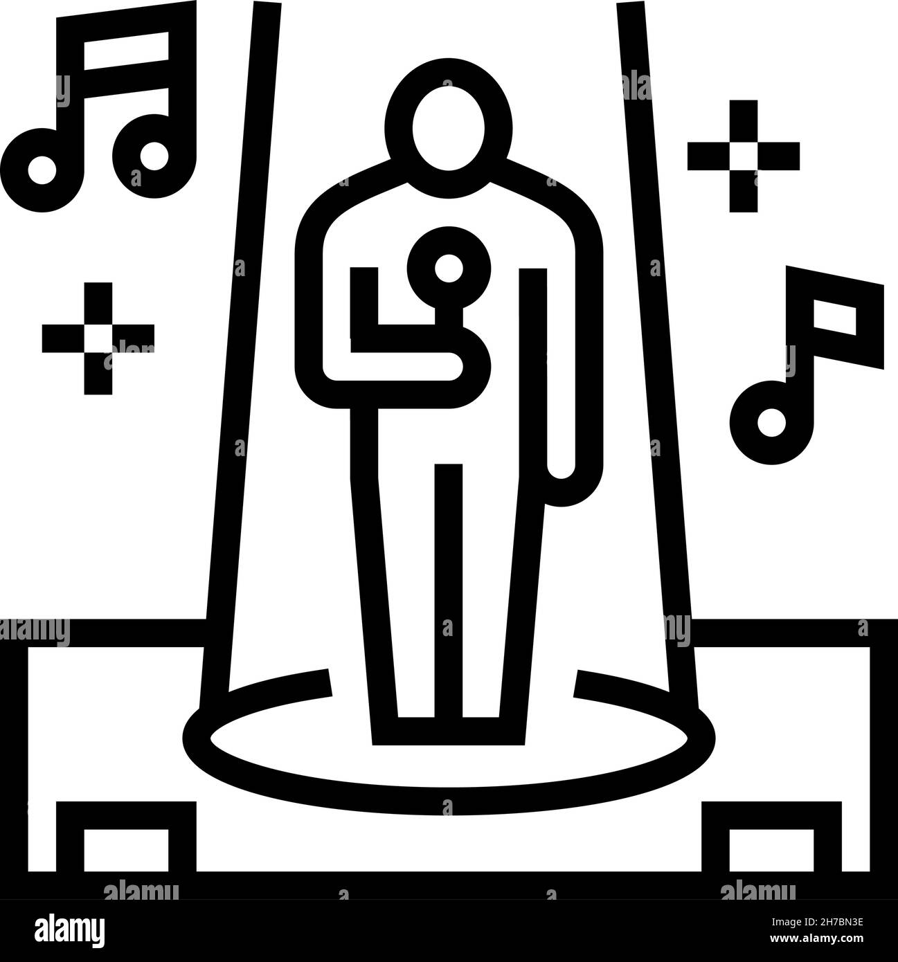 singer performance song on stage line icon vector illustration Stock ...