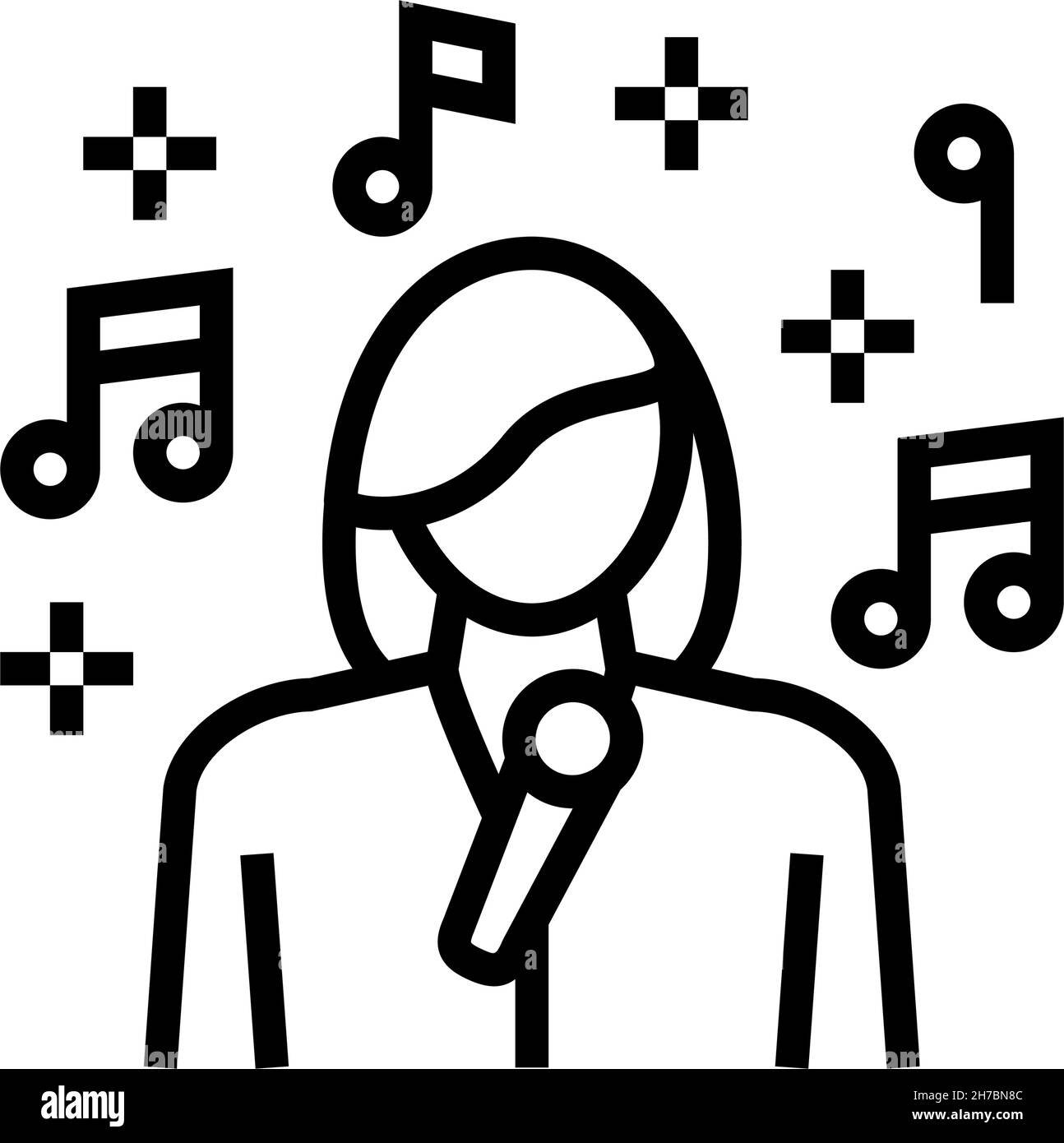 singer woman singing song in microphone line icon vector illustration ...