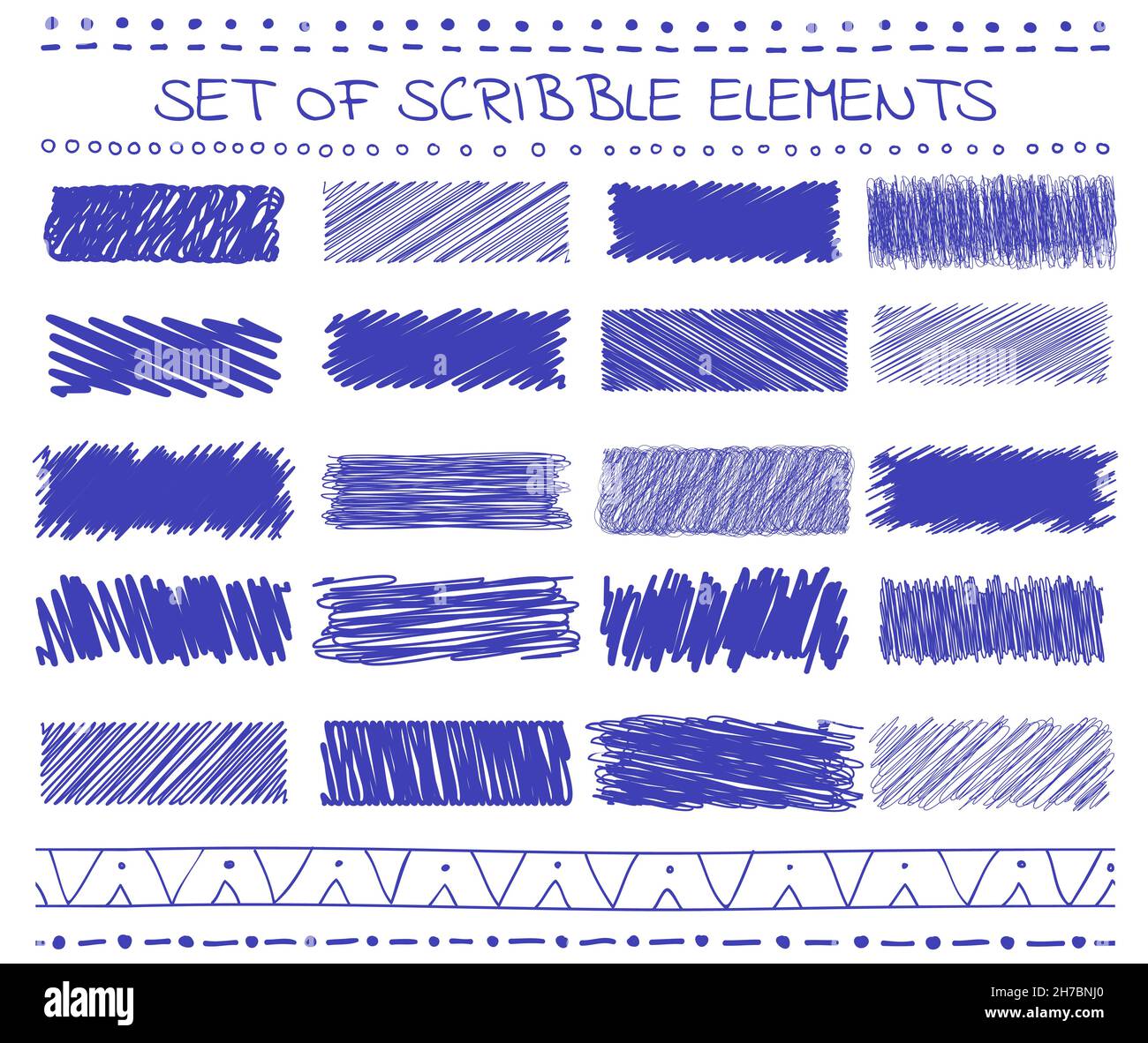 Collection of scribbled lines in hand drawn style. Vector illustration ...