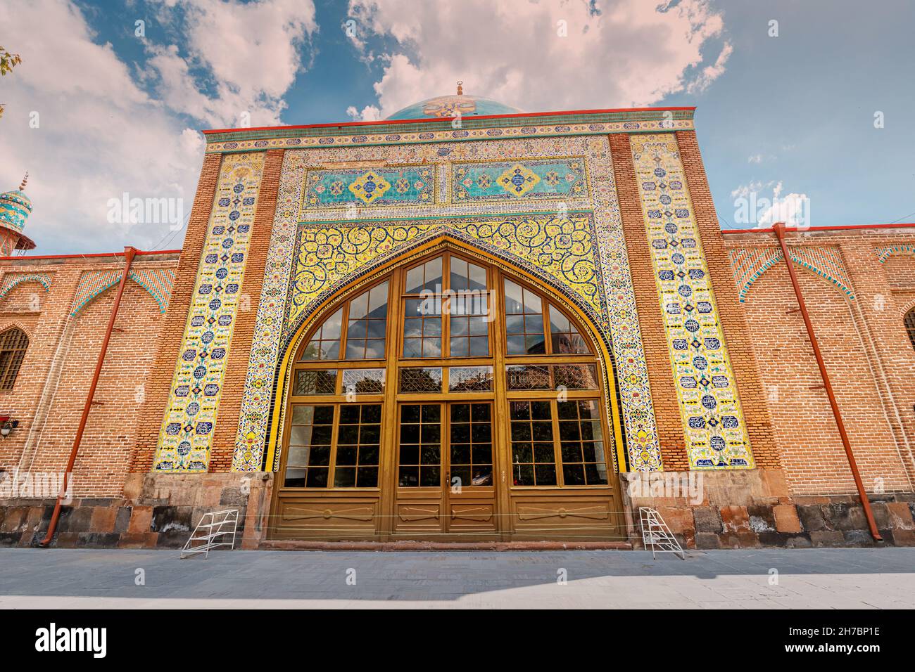 Muslim and islamic religion. Entrance to the Blue Persian Mosque in ...
