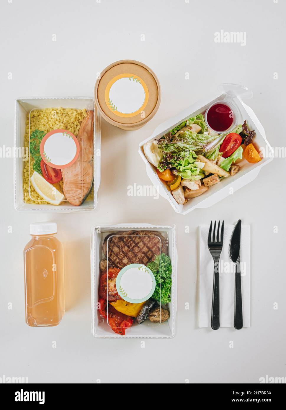 food in containers. proper nutrition, daily diet, weight loss. soup ...