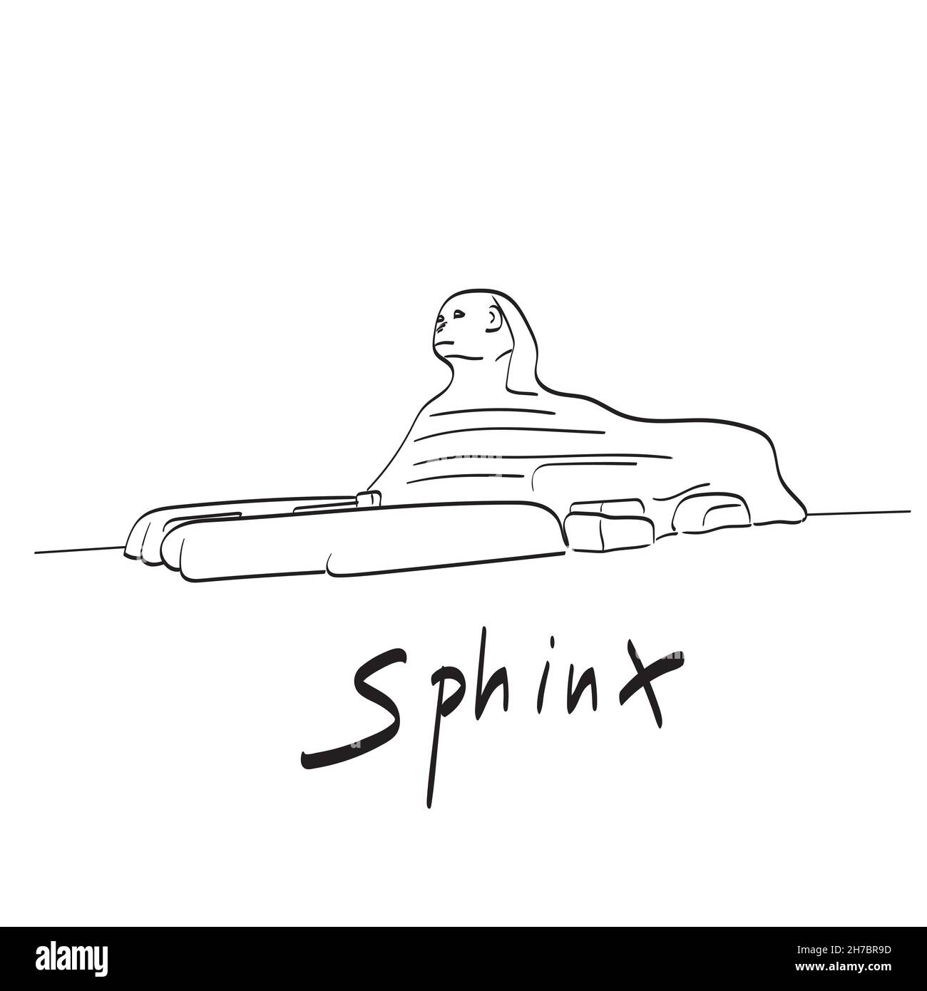 Great Sphinx illustration vector isolated on white background line art ...