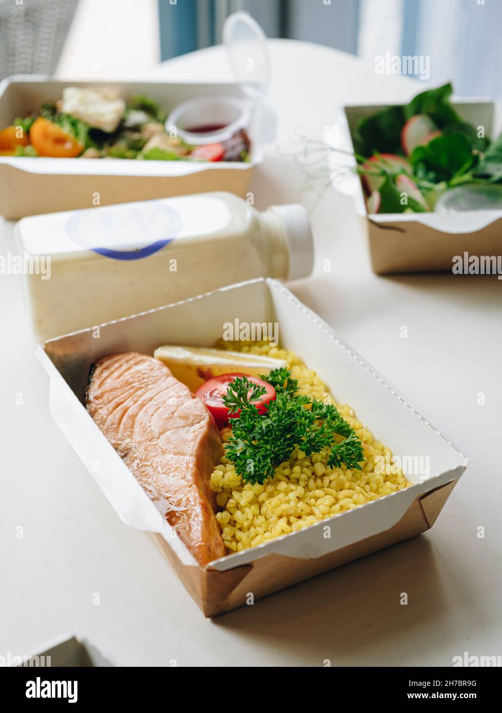 food in containers. proper nutrition, daily diet, weight loss. greens ...