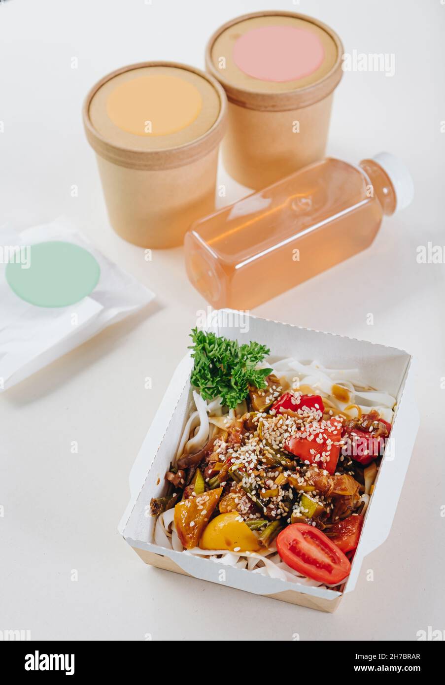 food in containers. proper nutrition, daily diet, weight loss. drink ...