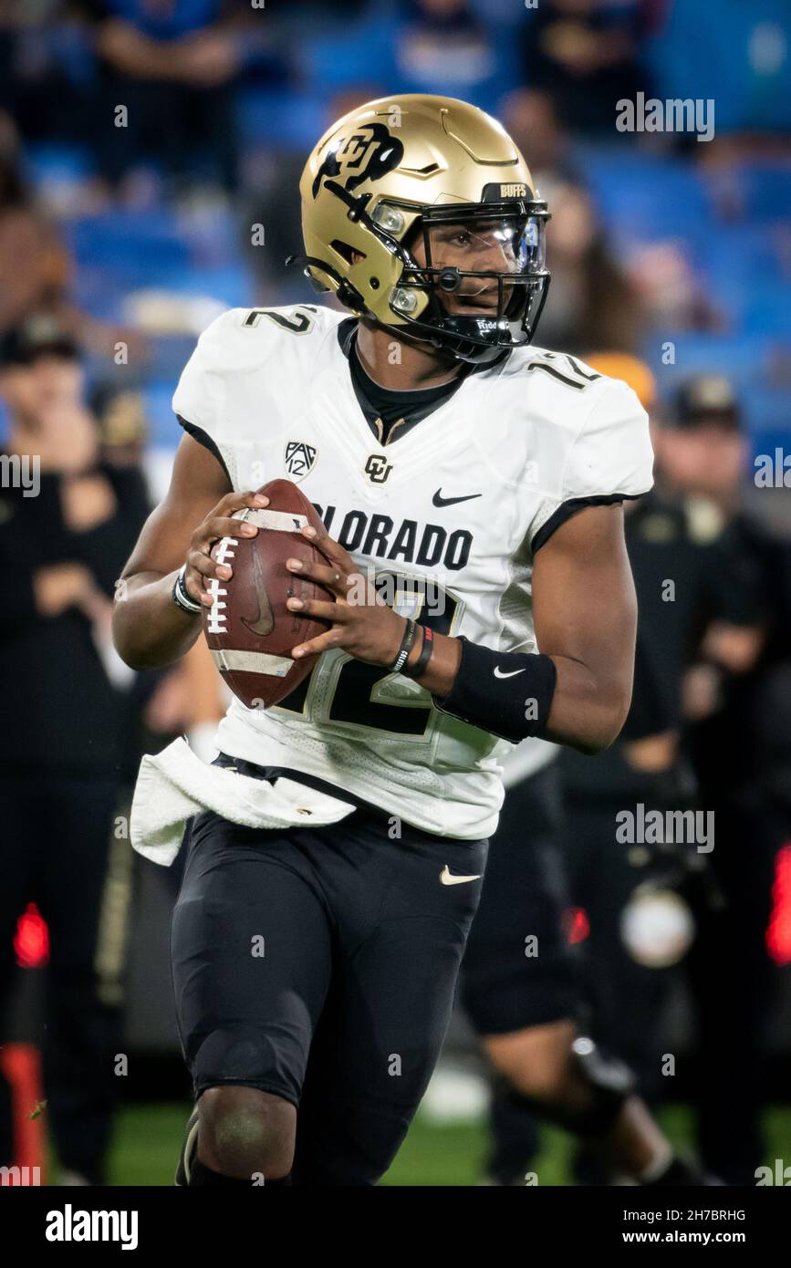 Colorado Buffaloes quarterback Brendon Lewis (12) rolls out to throw ...