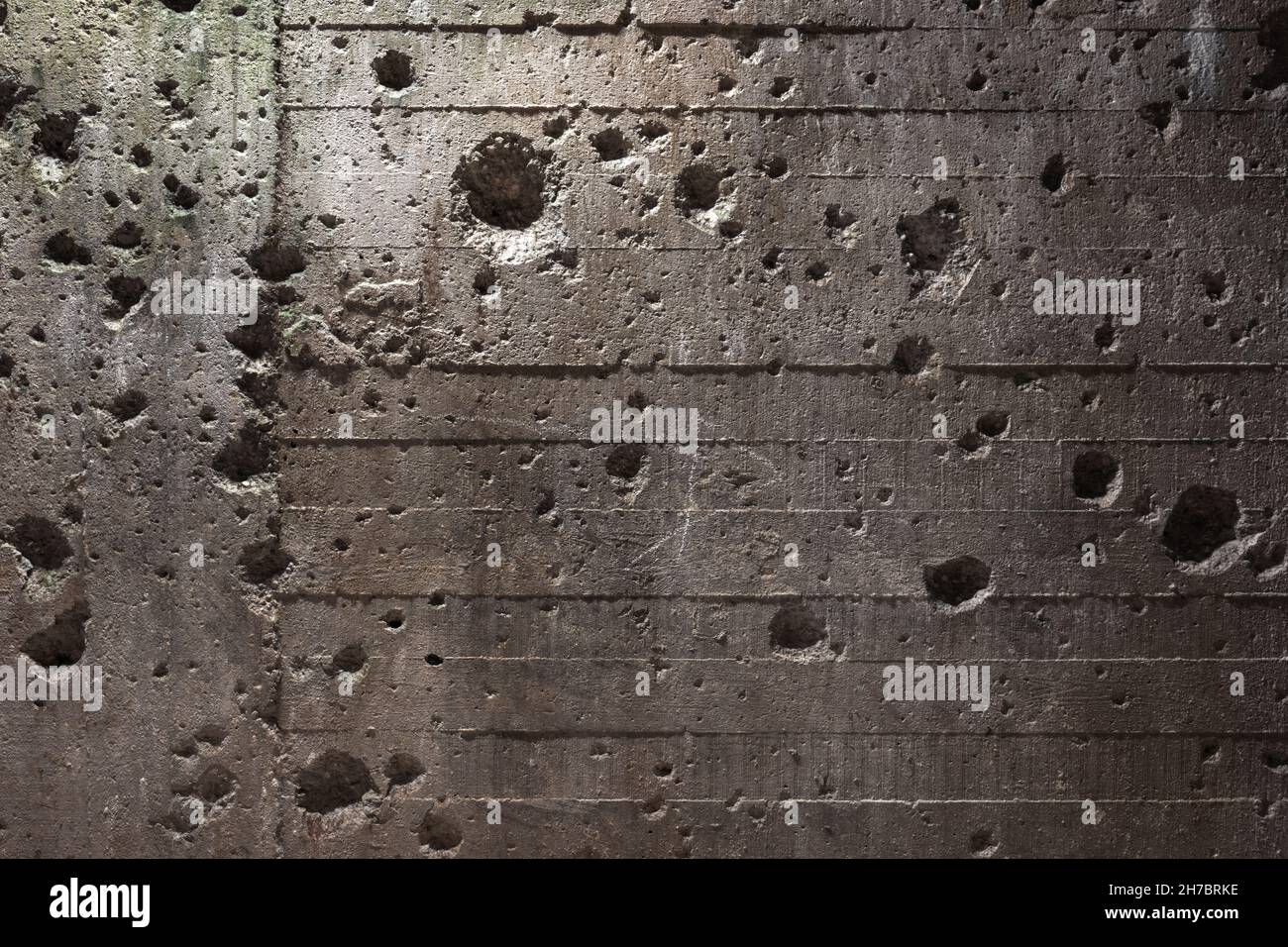 Bunker wall in a german secret weapon base in northern france. Teture ...