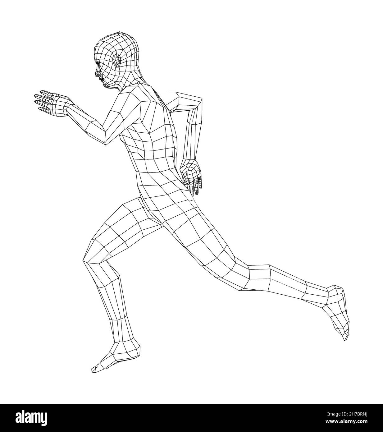 Wireframe running man. 3d illustration Stock Photo - Alamy