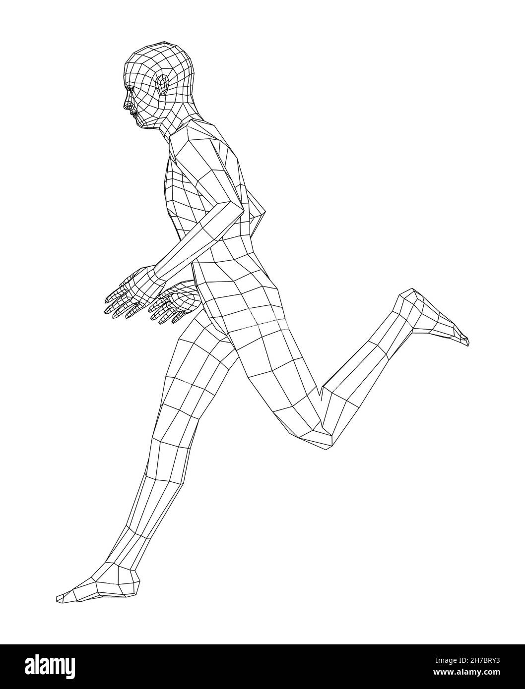 Wireframe running man. 3d illustration Stock Photo - Alamy