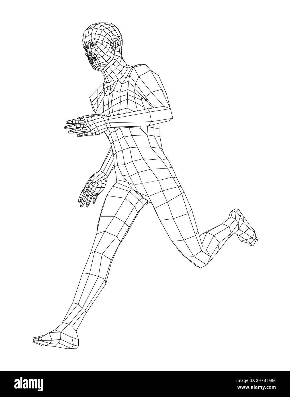 Wireframe running man. 3d illustration Stock Photo - Alamy