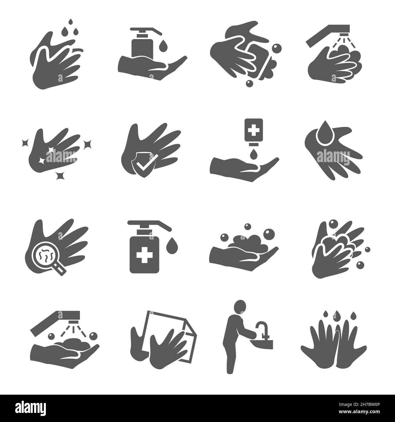 Hand washing icons set on white background Stock Vector Image & Art - Alamy