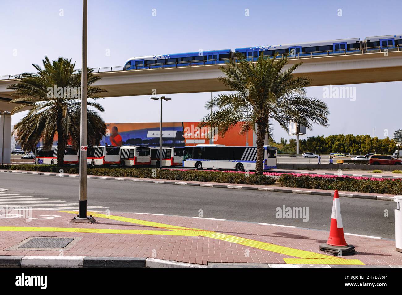 Urban bus stop public transport in Dubai city Stock Photo - Alamy
