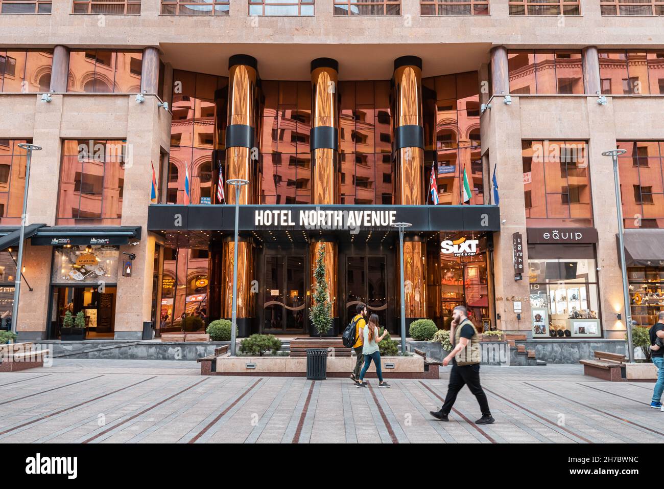 25 May 2021, Yerevan, Armenia: Facade of a luxury North Avenue Hotel on ...