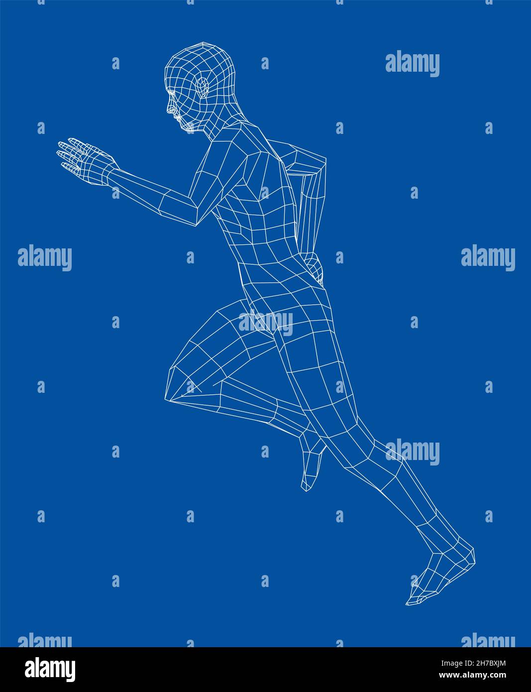 Wireframe running man. 3d illustration Stock Photo - Alamy
