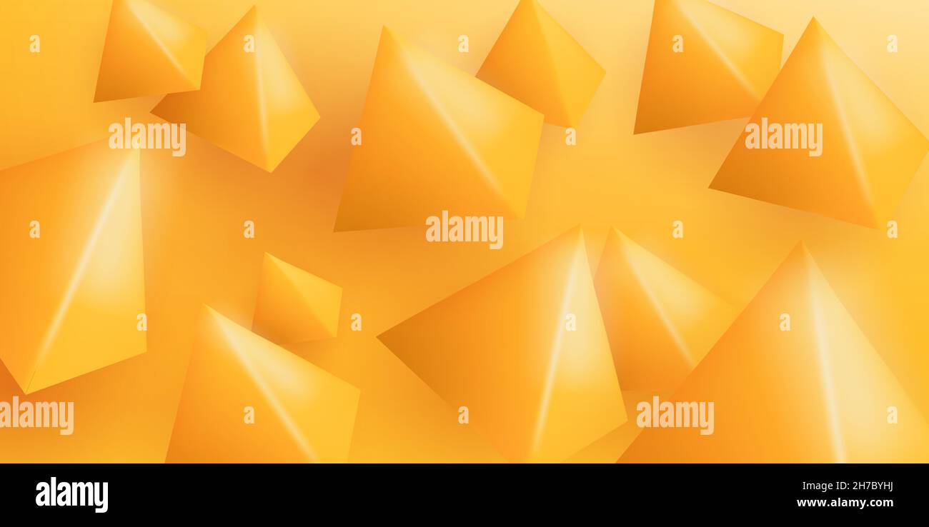 yellow background with 3d triangle shapes creating abstract texture ...