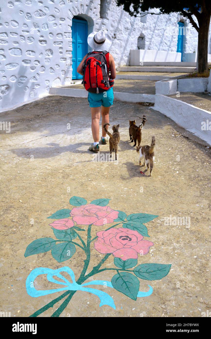 HIKING IN THE NORTH OF THE ISLAND OF AMORGOS ABOVE LAGADHA, CYCLADES ...