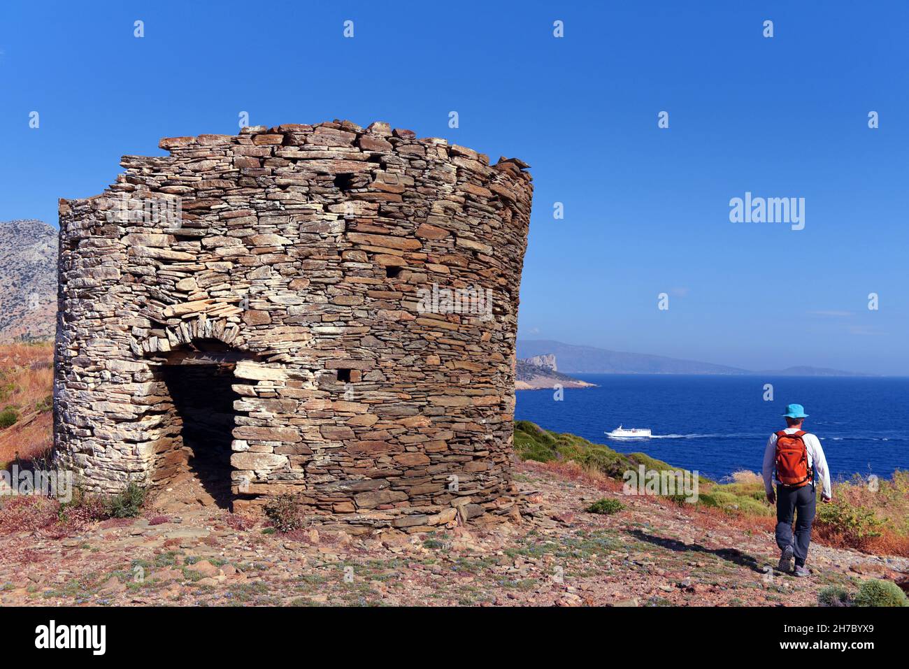 GREECE, FOURNI, OLD WIND MILLS IN THE LITTLE ISLAND OF FOURNI , MR ...