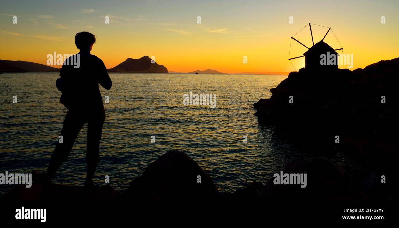 GREECE, CYCLADES ISLANDS, AMORGOS, SUNSET FROM THE ISLAND OF AMORGOS Stock Photo - Alamy