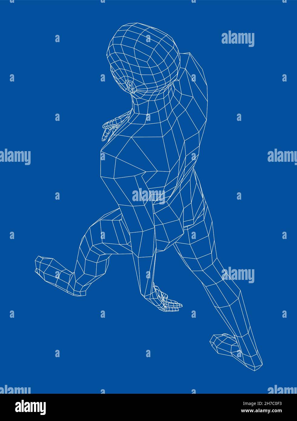 Wireframe walking man. 3d illustration Stock Photo - Alamy