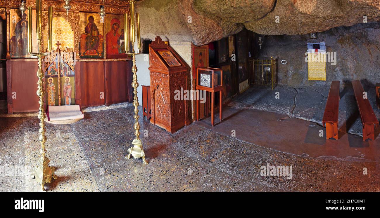 GREECE, PATMOS, CHORA, CAVE OF APOCALYPSE WHERE SAINT JOHN WRITED THE ...