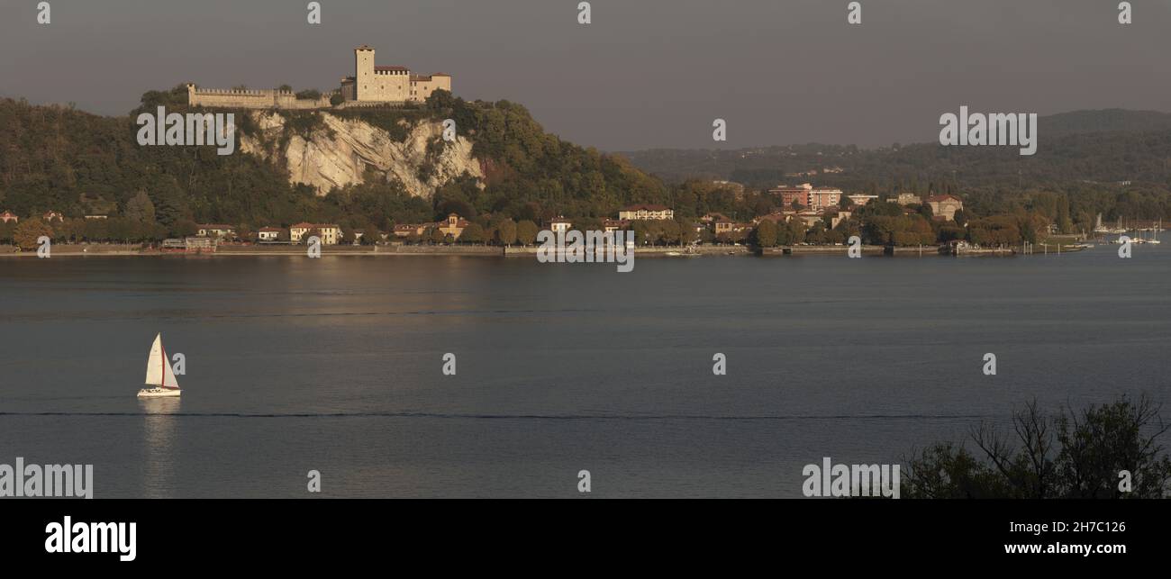 Rocca di Angera castle on Lago Maggiore seen from Arona Stock Photo - Alamy